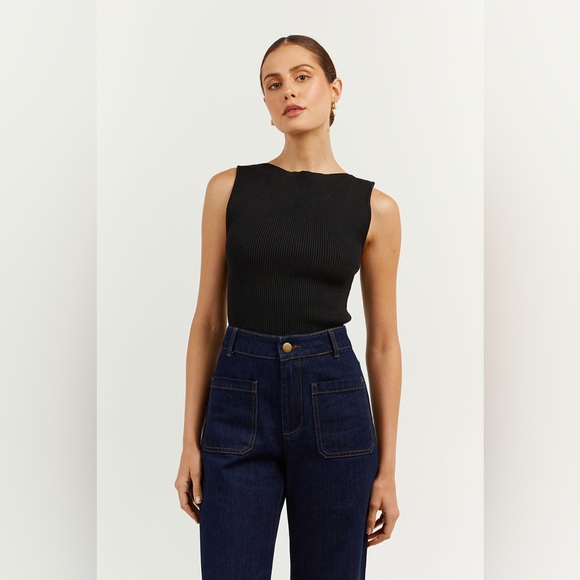 DISSH | Tops | Dissh Nwt Aria Ribbed High Neck Knit Tank Top In Black ...